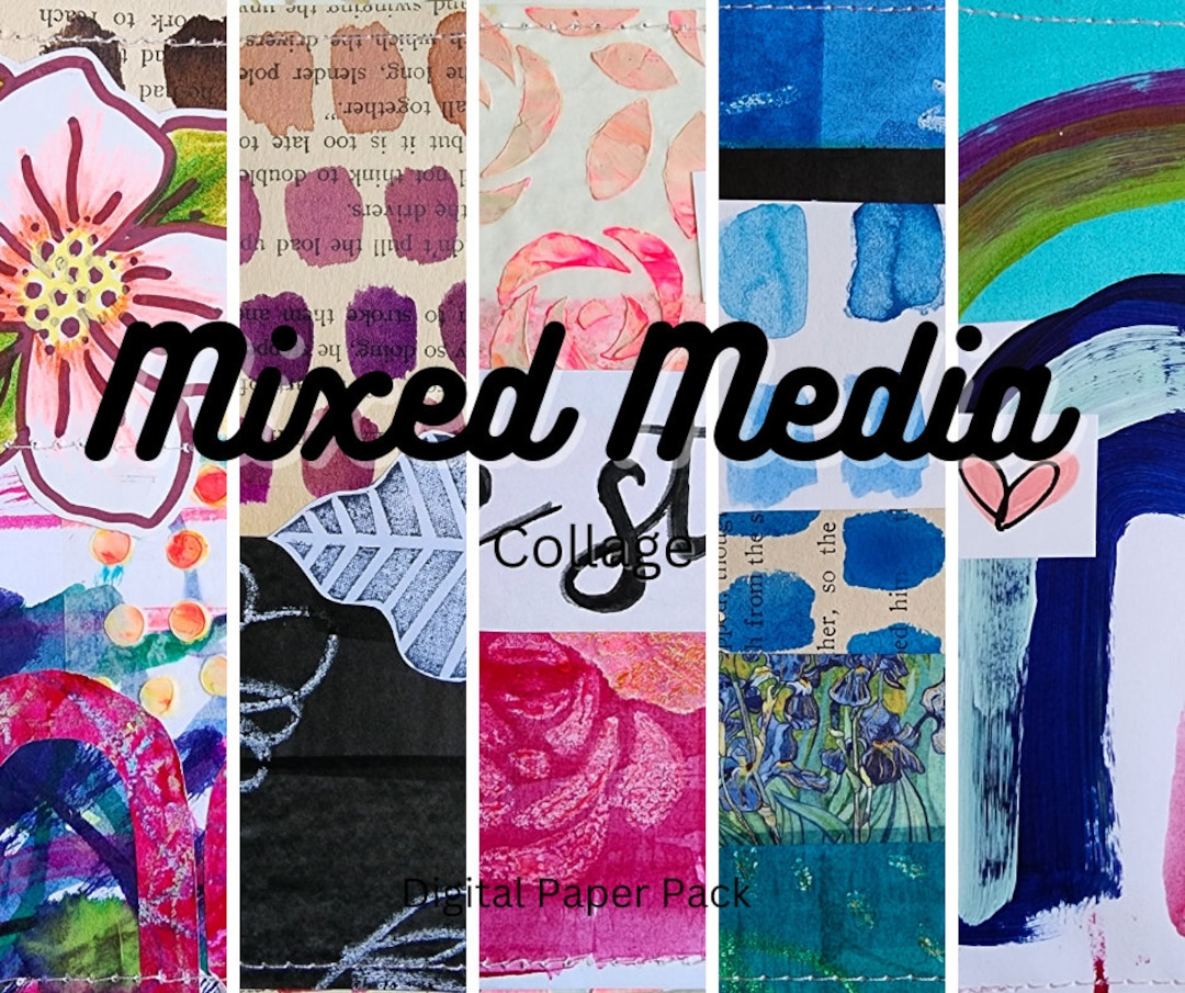 Digital Mixed Media Collage Background Paper Bundle Junk Journal Paper ...