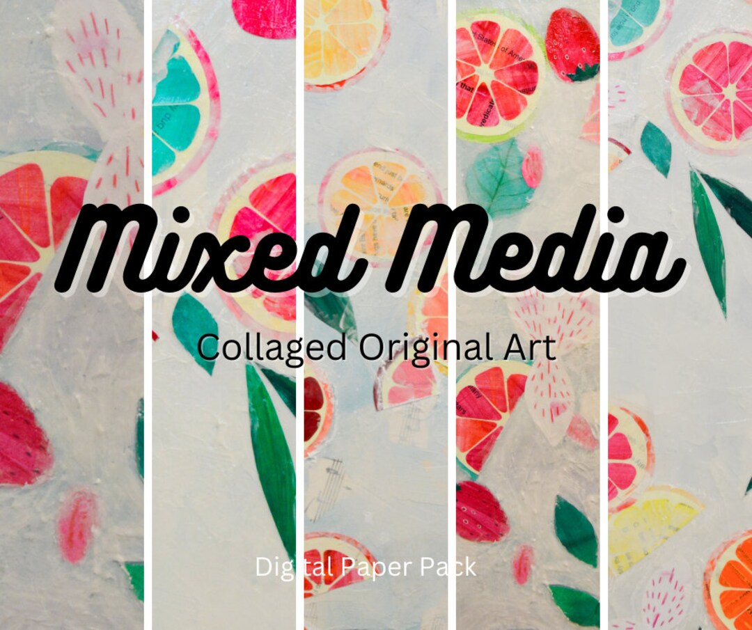 Digital Paper Pack --made With[original Art]/mixed Media Fruit Art ...