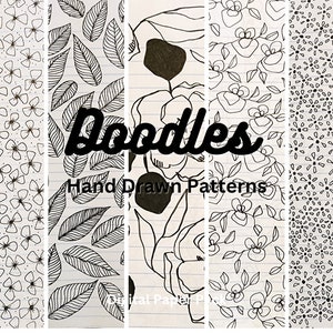 Digital Paper Pack --made With[original Art]/black and White/hand Drawn ...