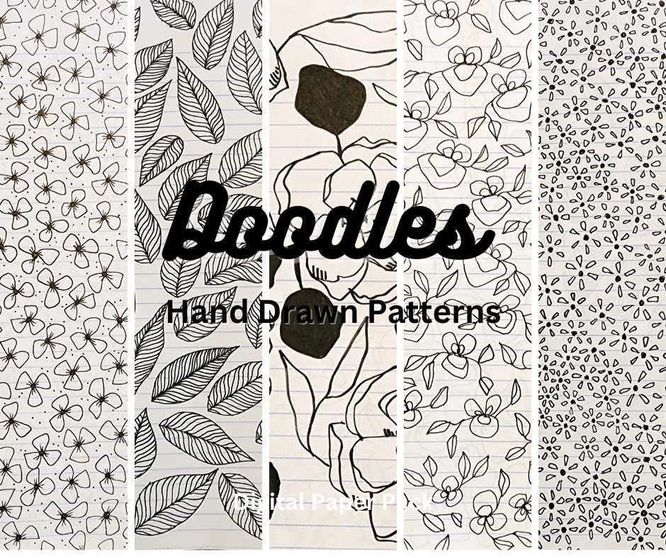 Digital Paper Pack --made With[original Art]/black and White/hand Drawn ...