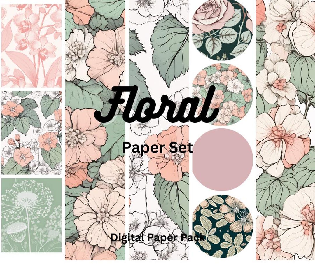 Floral Collage Paper - Printable Begonia Art (digital Download) - Etsy