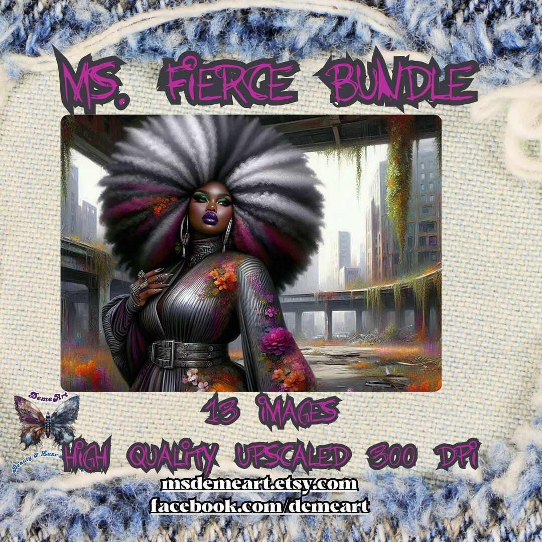 Black AI Art Ms. Fierce Artwork Bundle Afro Inspired Designs for ...