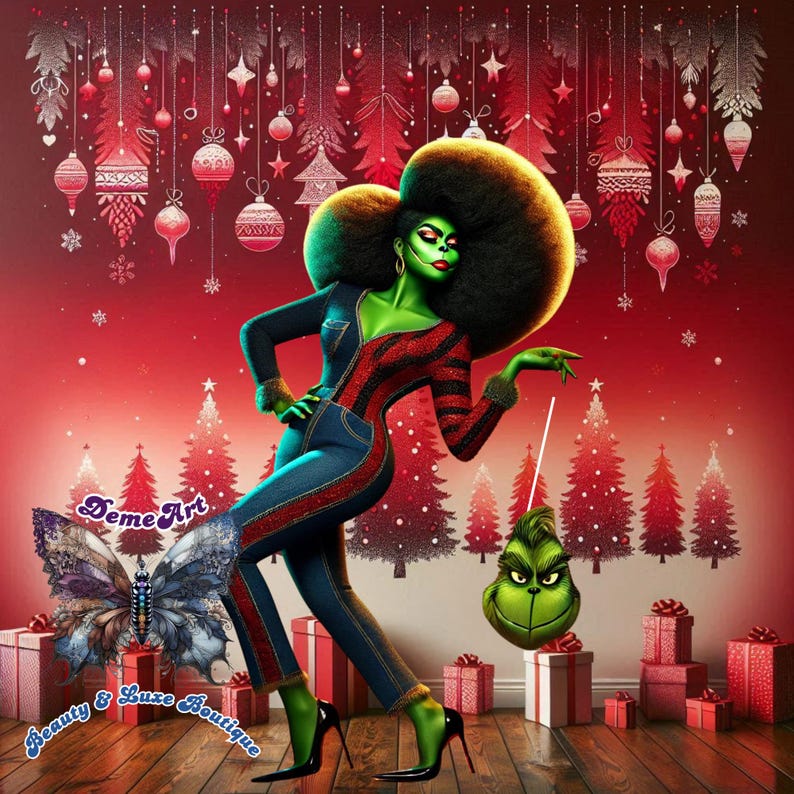 Lady Grinch High-resolution AI Art Bundle | 300 DPI Pngs for Crafters ...