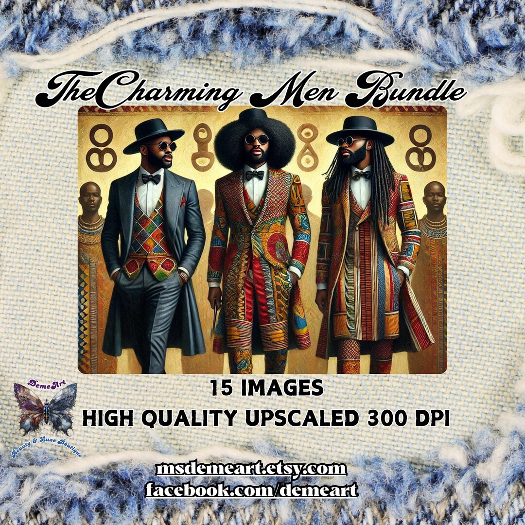 The Charming Men Bundle | Afrocentric Digital Art for Creatives & Home ...