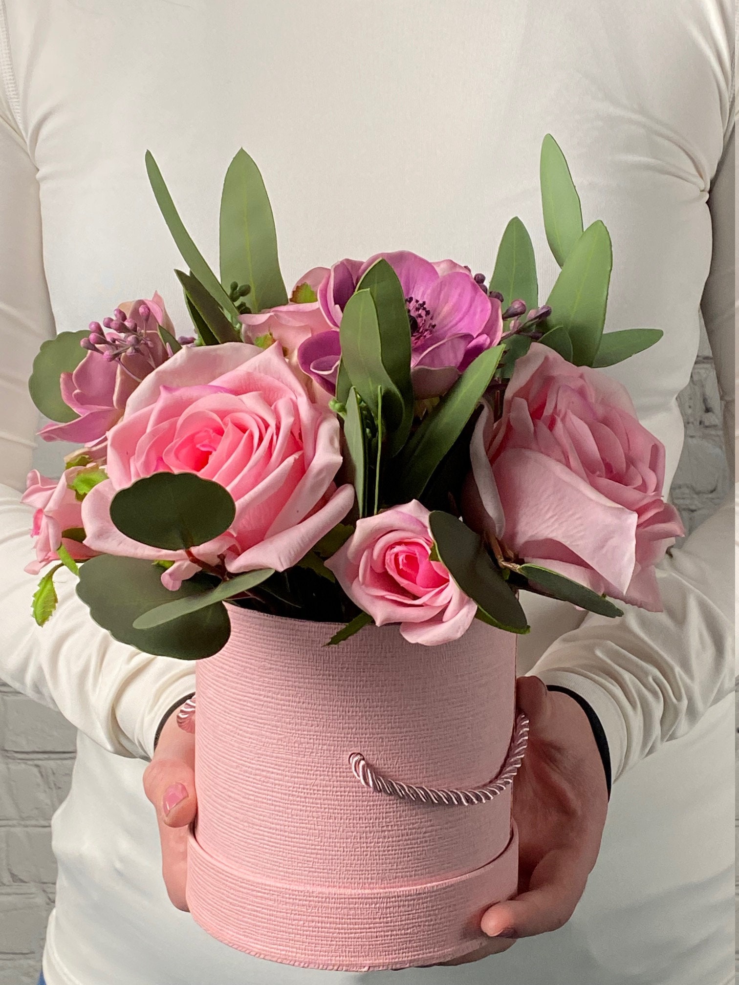 Real Touch Realistic Flowers Arrangement in a Box, Luxury Artificial ...