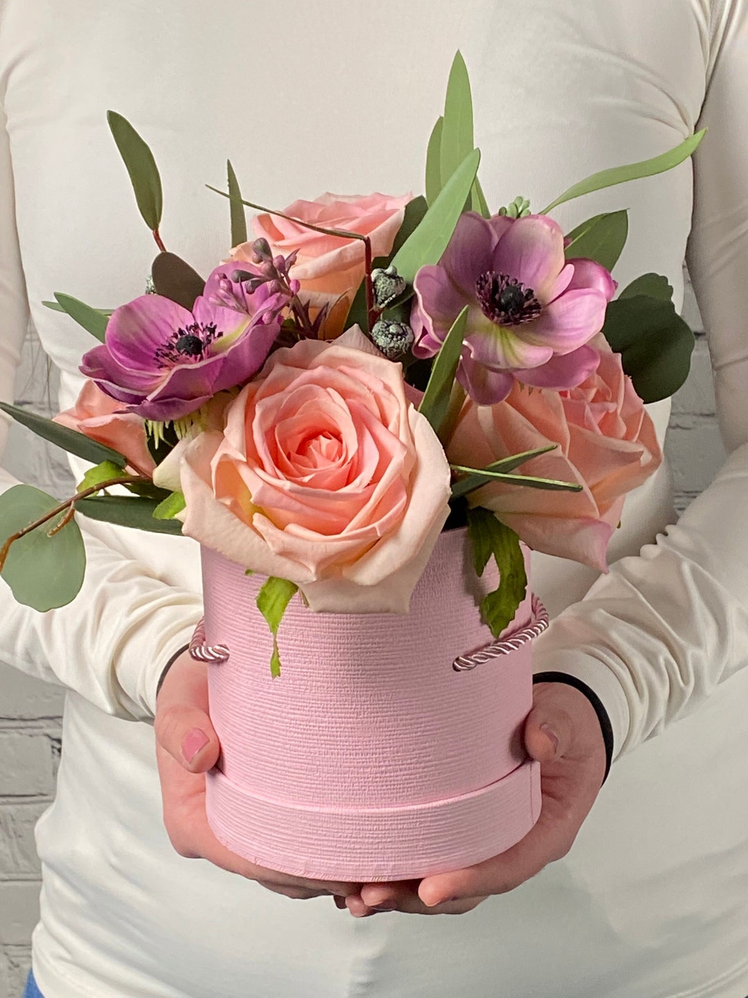Real Touch Realistic Flowers Arrangement in a Box, Luxury Artificial ...