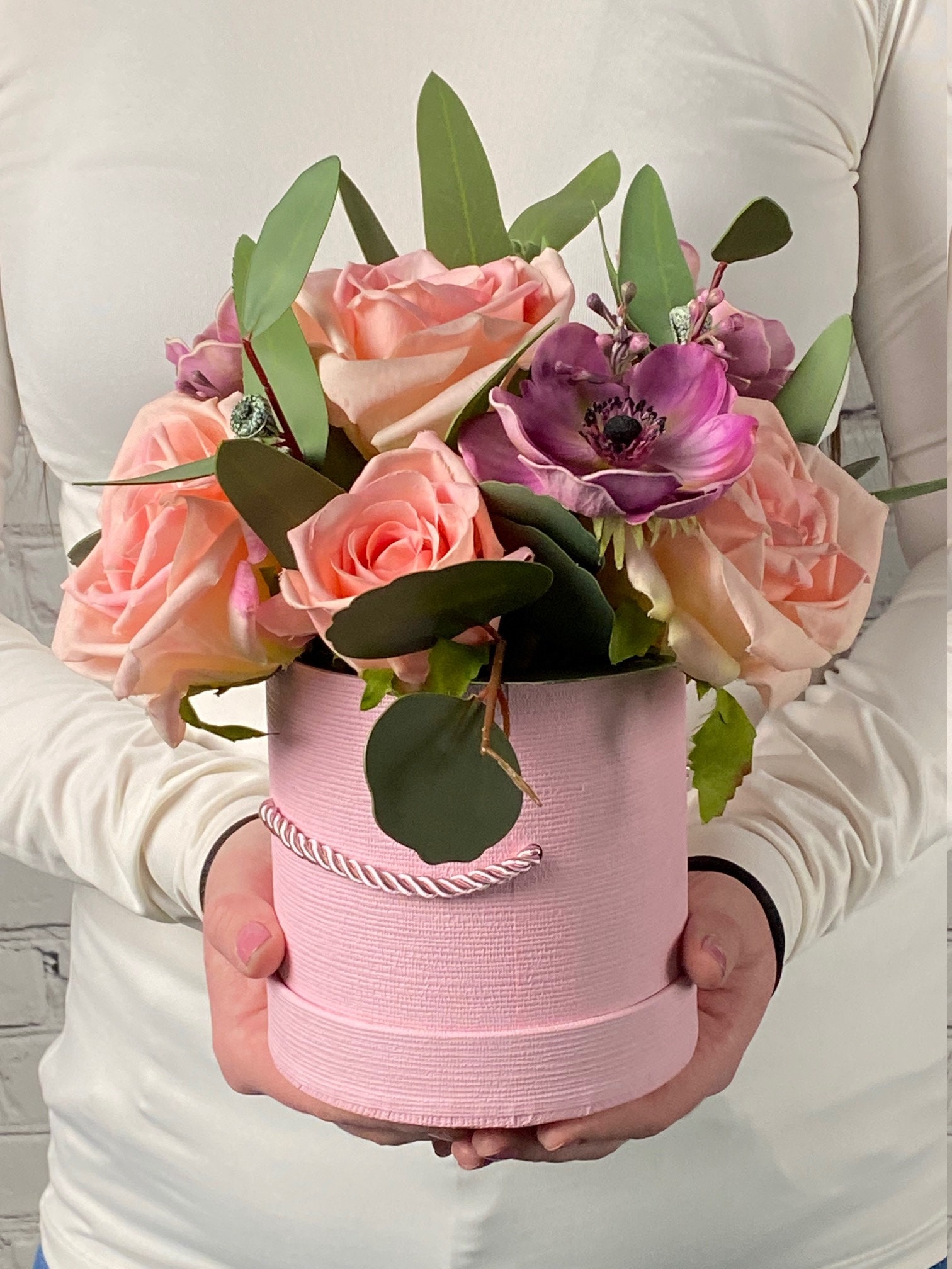 Real Touch Realistic Flowers Arrangement in a Box, Luxury Artificial ...