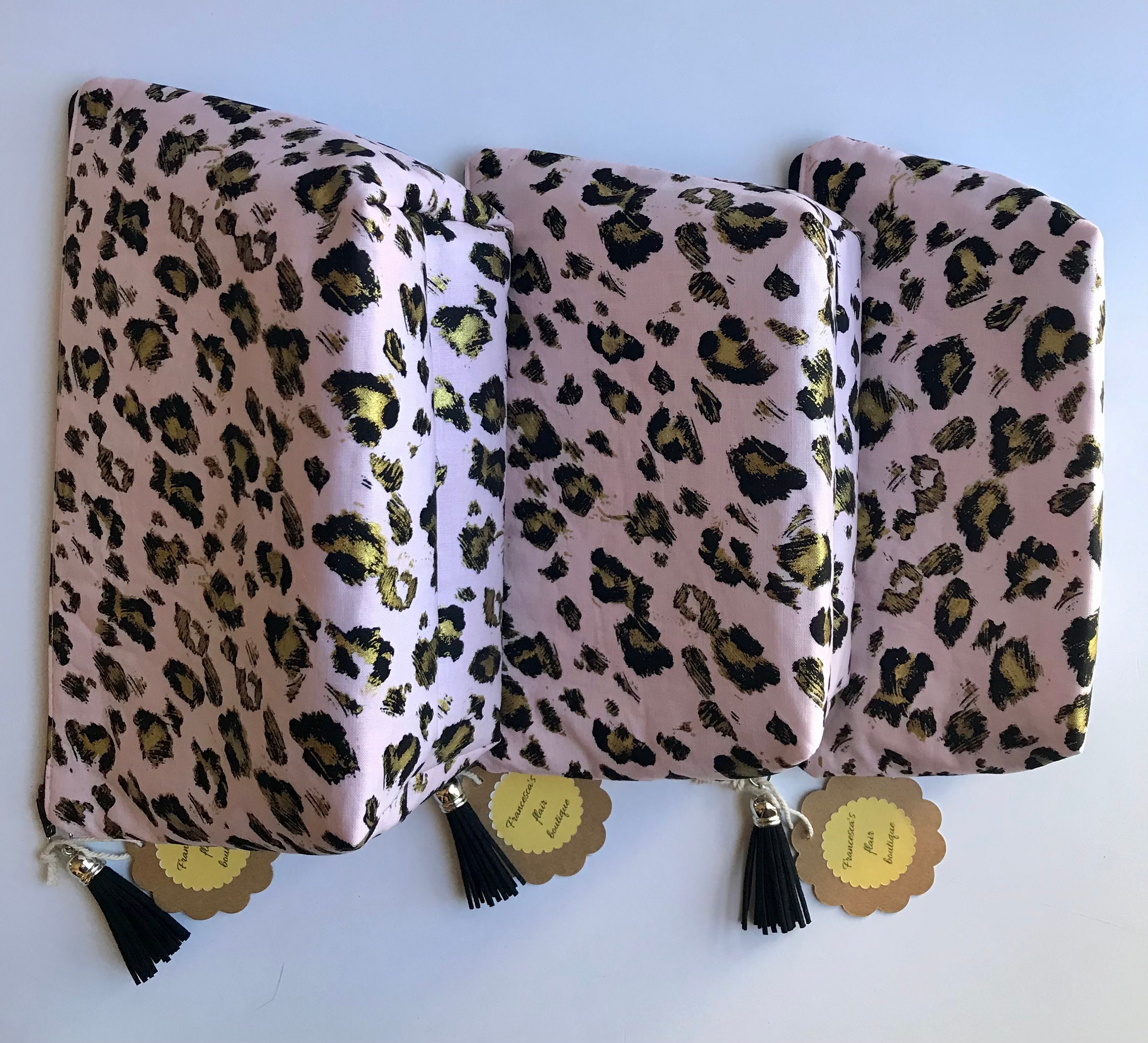 Light Pink Animal Print Makeup Bag, Fully Lined Soft Pink Animal Print ...