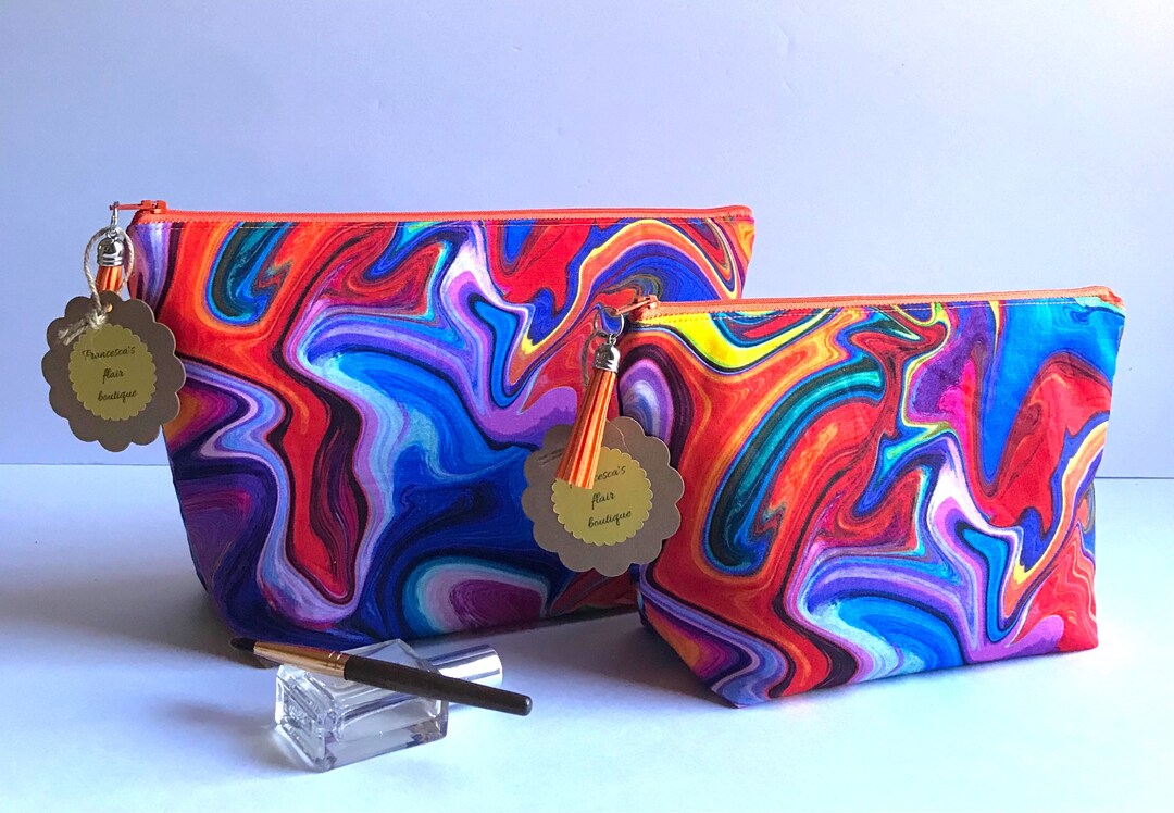 Fully Lined Vibrant, Multicolored Zippered Cotton Pouch With Tassel ...