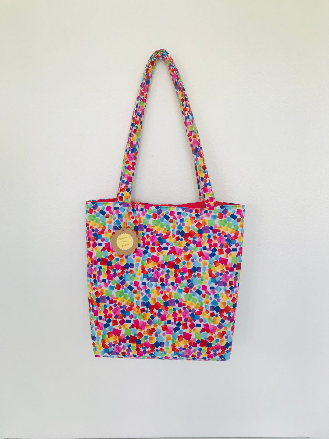 Vibrant, Multicolor, Large, Fully Lined, Tote Bag; Sturdy Everyday ...