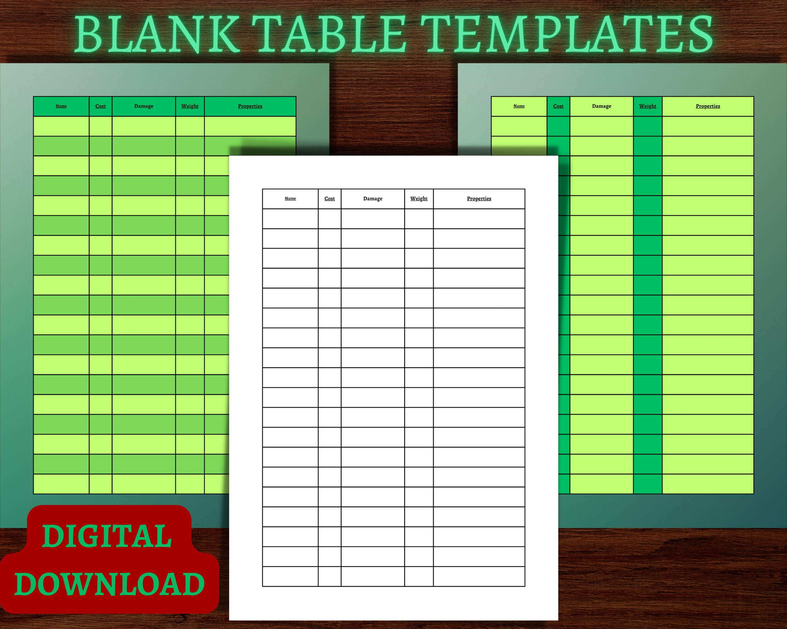 Dnd 5e Printable Weapon Reference Sheets || Dnd 5th Edition Printable ...