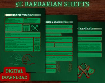 D&D 5e Fighter Class Reference Sheet Dungeons and Dragons Fifth Edition ...