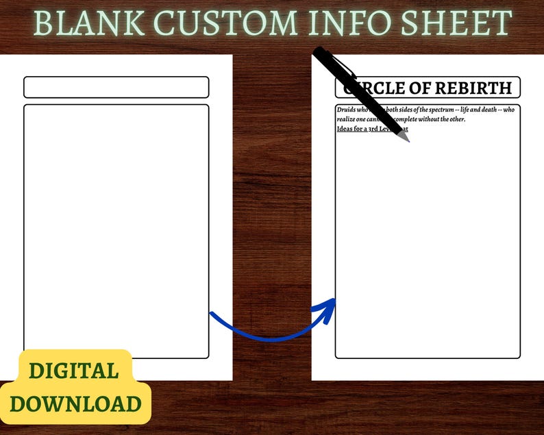 D&D 5e Druid Class Reference Sheets Black and White Dungeons and ...