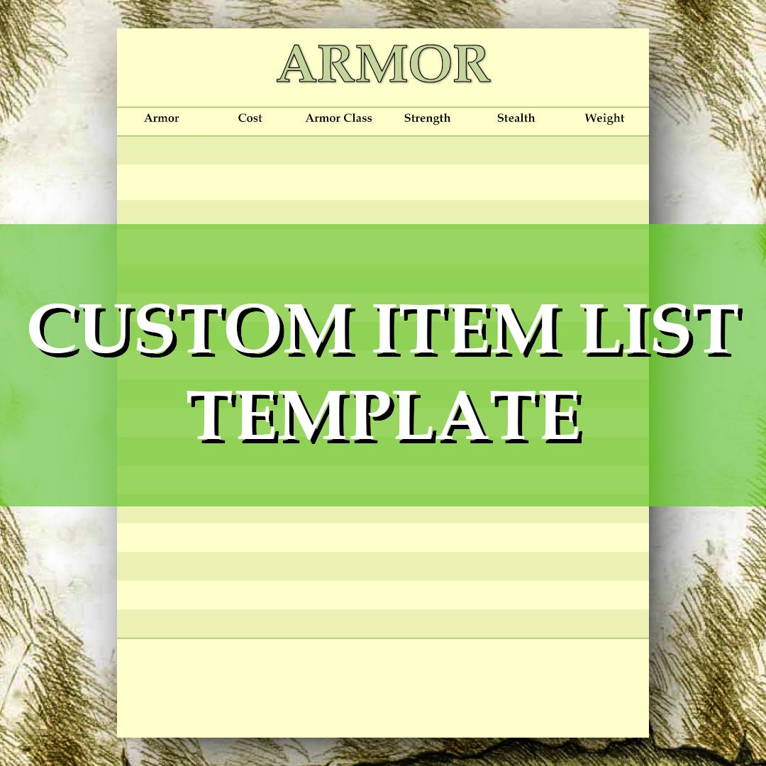 Dnd 5e Armor Shop Equipment Reference Sheets Dungeons and - Etsy
