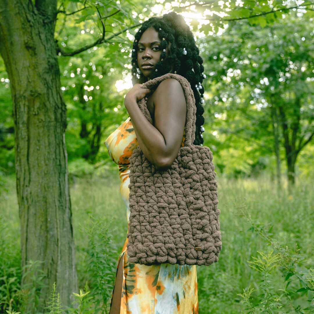 PILLOW TOTE Crochet Tote Bag Chunky Tote Bag Super Bulky Tote Thick ...