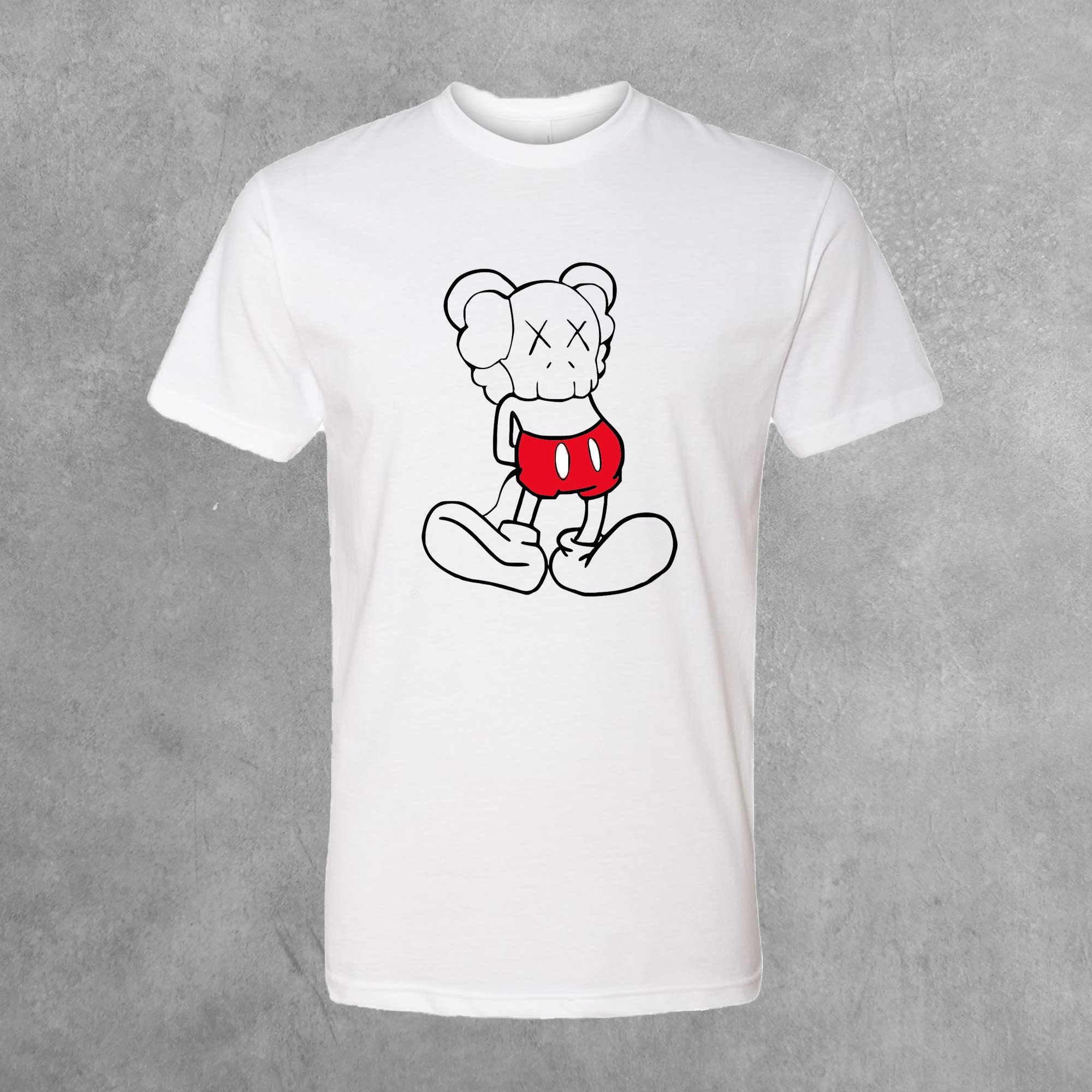 KAWS Mickey Mouse Red Pants T-shirt - Etsy