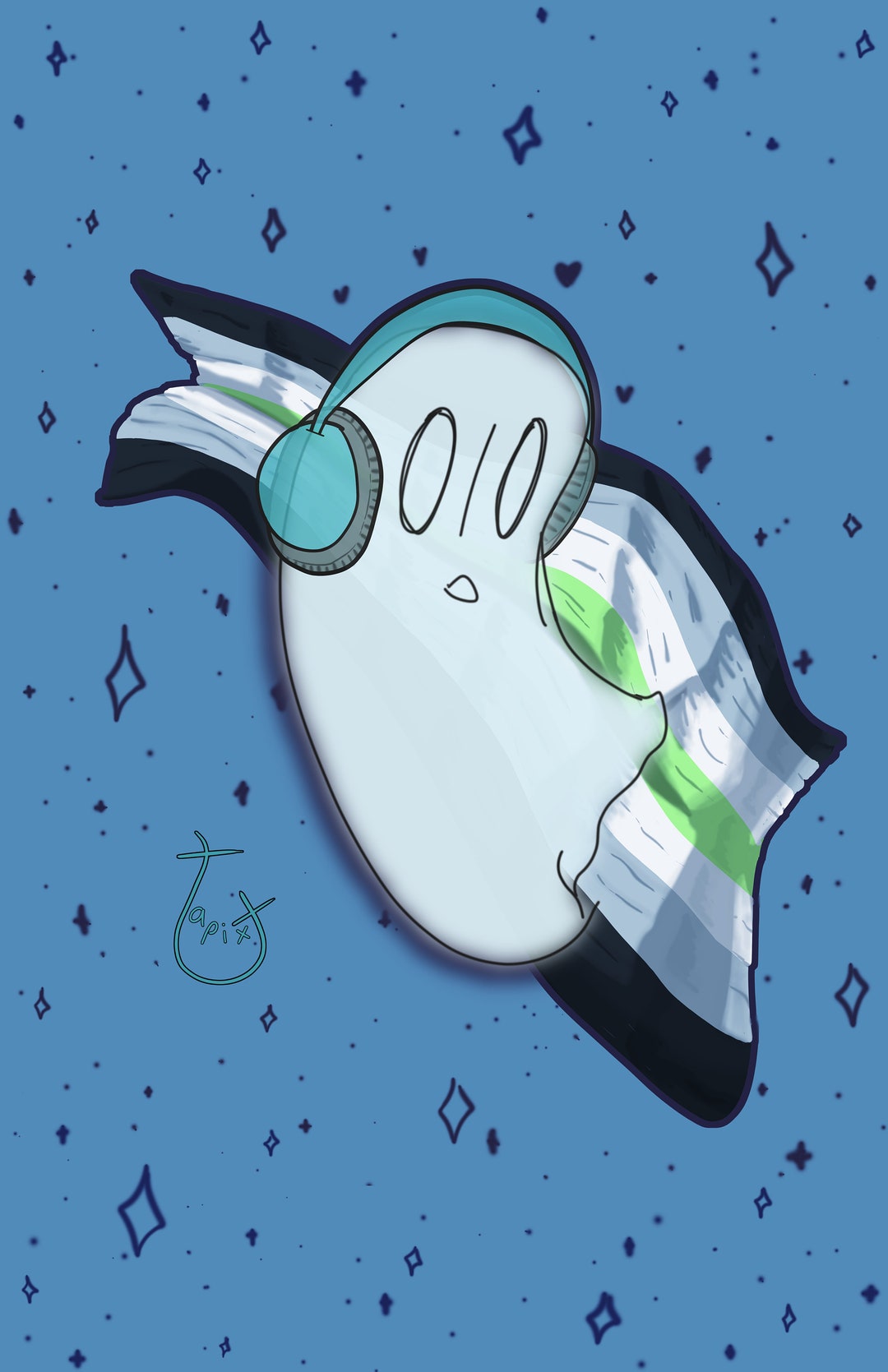 Undertale Deltarune Napstablook Agender Pride Print 5.5x8.5in 11x17in ...