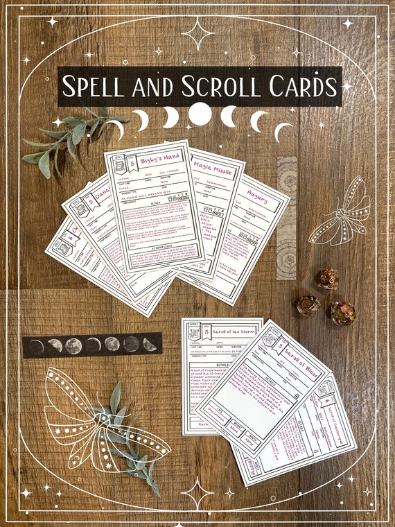 Blank Illustrated PDF Spell and Scroll Cards for Dungeons and | Etsy