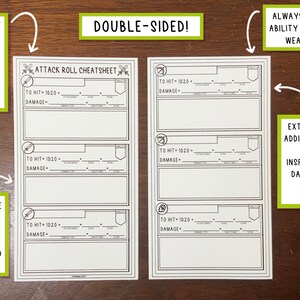 Blank Illustrated Melee Attack Roll Cheatsheet - Etsy