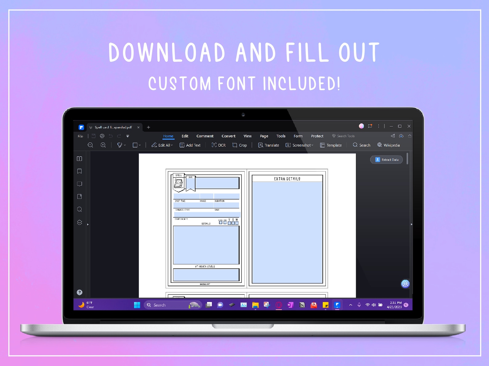 Blank Illustrated PDF Spell and Scroll Cards for Dungeons and Dragons ...