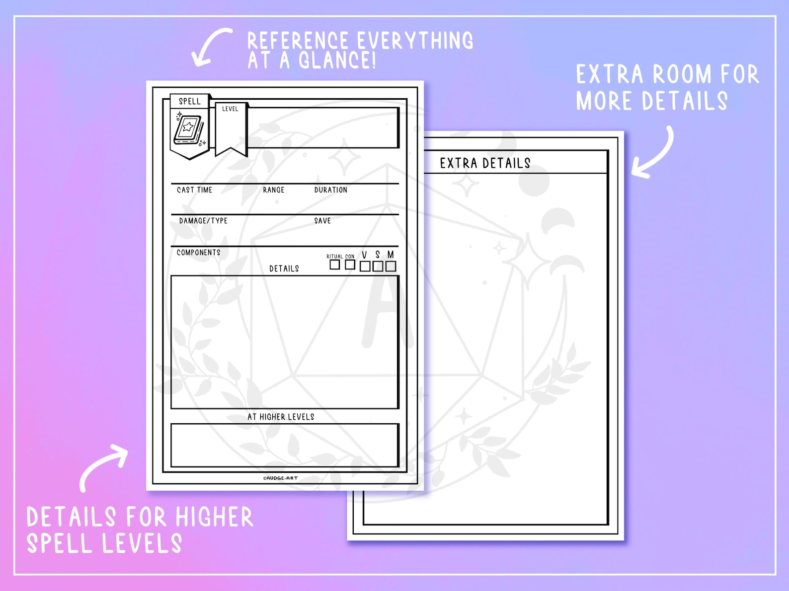 Blank Illustrated PDF Spell and Scroll Cards for Dungeons and Dragons ...