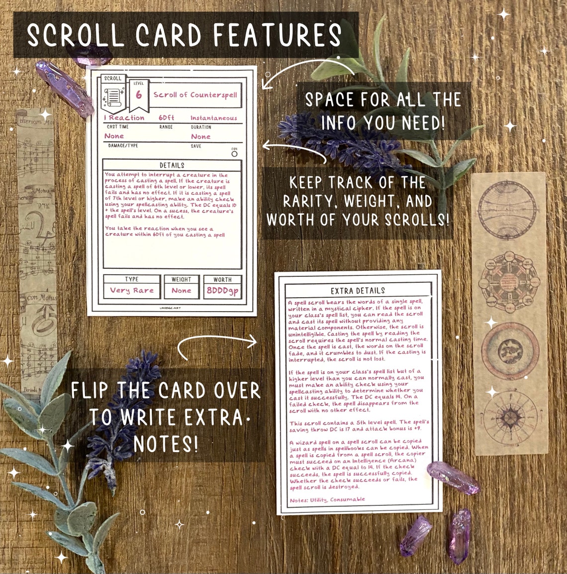 Blank Illustrated PDF Spell and Scroll Cards for Dungeons and - Etsy