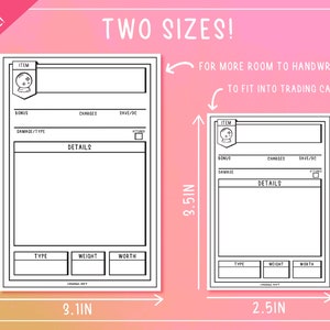 Blank Illustrated PDF Item Cards for Dungeons and Dragons 5th Edition ...