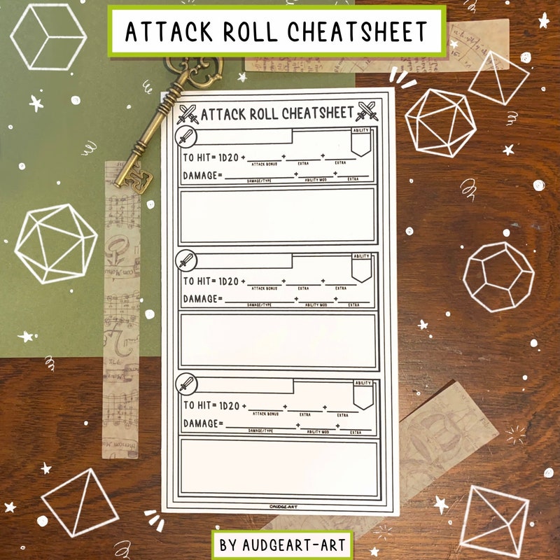 Dnd Combat Cheat Sheet - Etsy