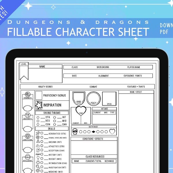 Dnd Fillable Sheets - Etsy