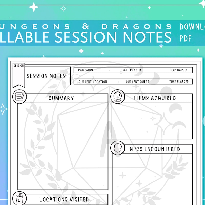 Session Notes Dnd 5e - Etsy