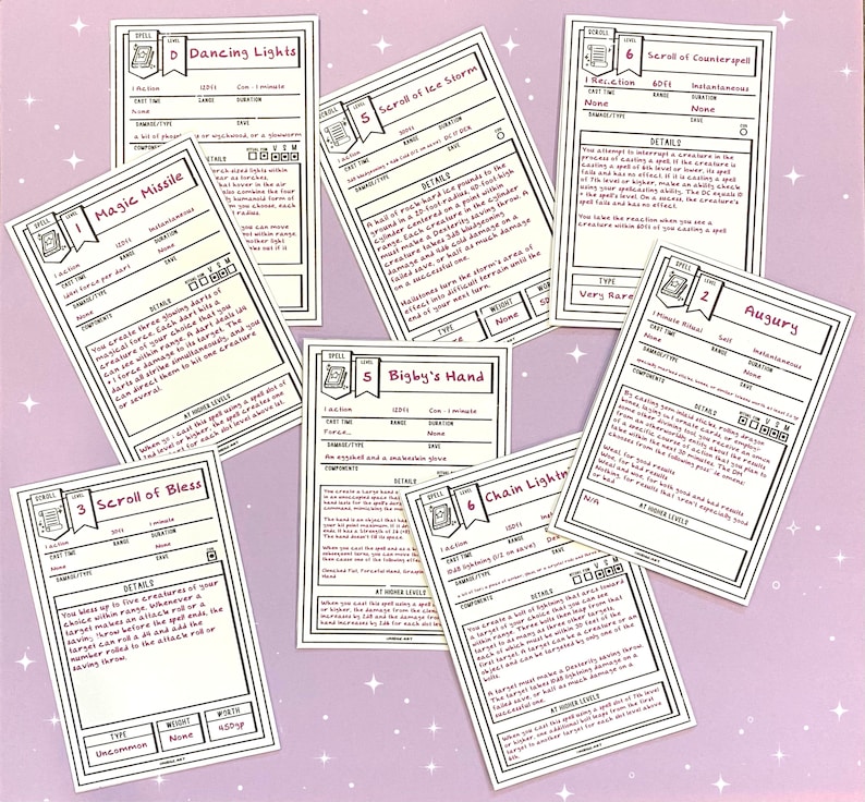 Blank Illustrated PDF Spell and Scroll Cards for Dungeons and Dragons ...