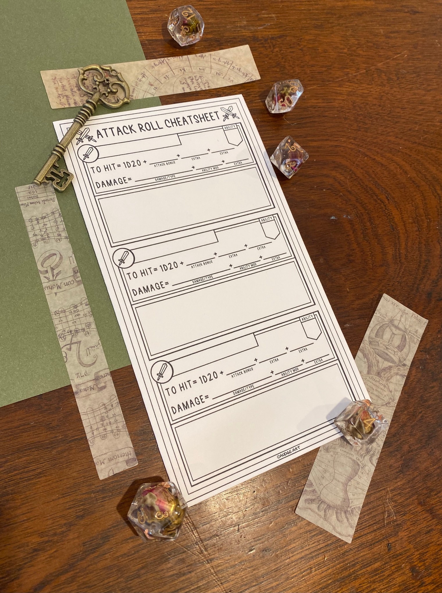 Blank Illustrated Melee Attack Roll Cheatsheet - Etsy