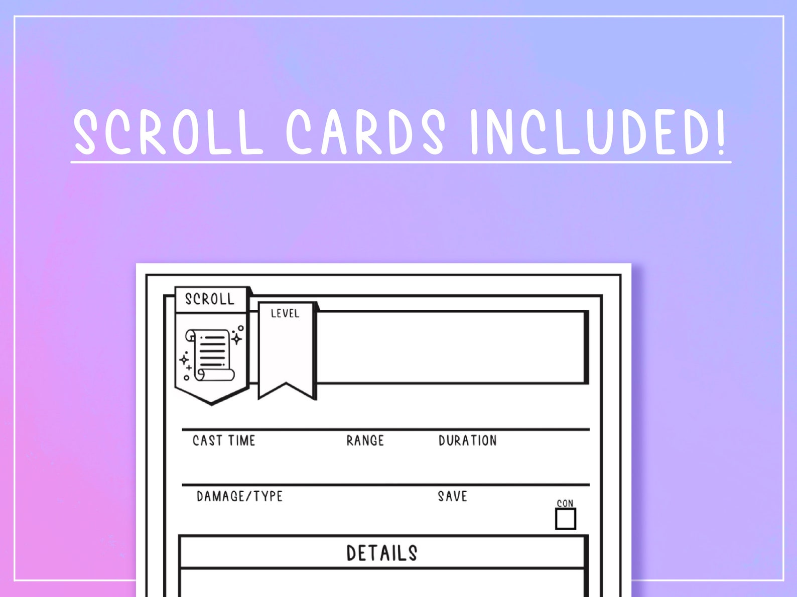 Blank Illustrated PDF Spell and Scroll Cards for Dungeons and Dragons ...