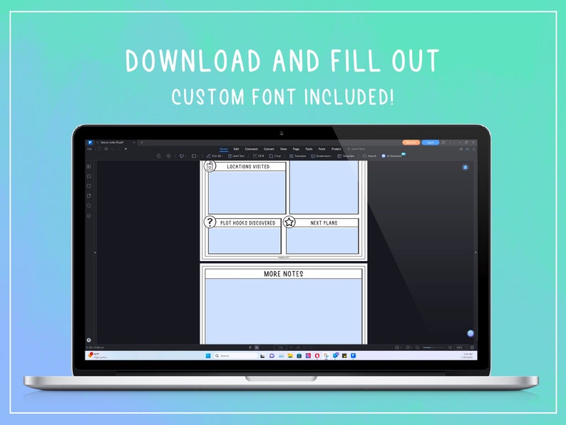 Illustrated PDF Session Notes Sheet | Printable, Form Fillable, Dnd, D ...
