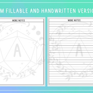 Illustrated PDF Session Notes Sheet | Printable, Form Fillable, Dnd, D ...