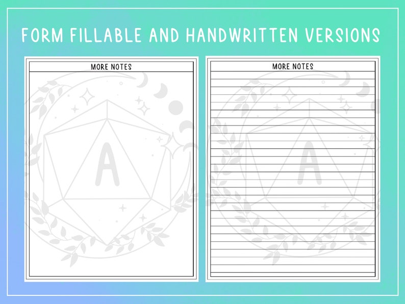 Illustrated PDF Session Notes Sheet | Printable, Form Fillable, Dnd, D ...