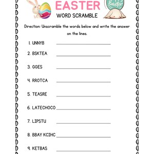 Easter Word Scramble - Etsy