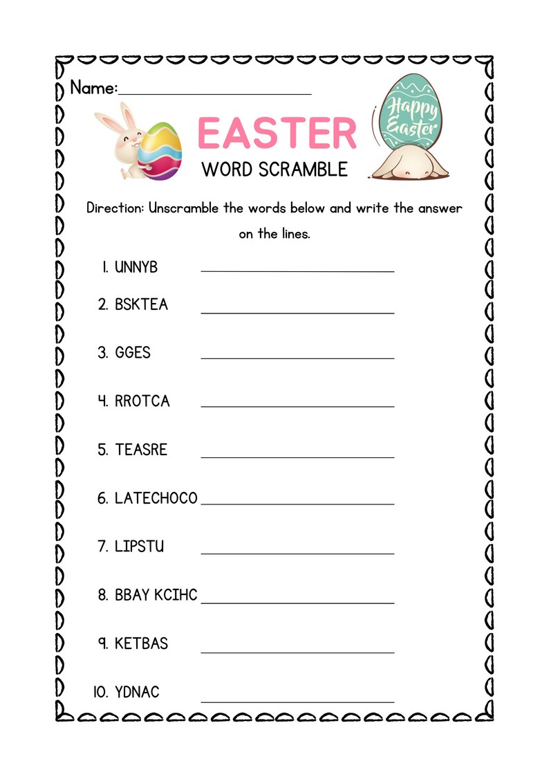 Easter Word Scramble - Etsy