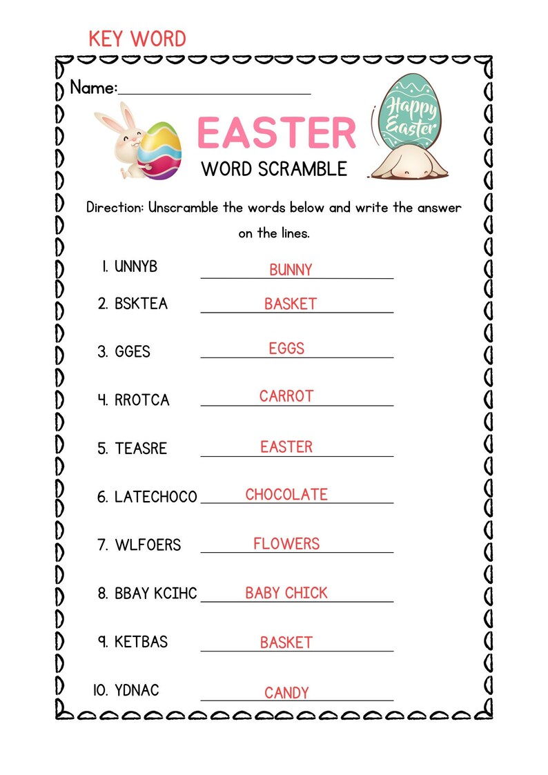 Easter Word Scramble - Etsy