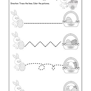 Easter Bunny Color by Numbers & Trace Worksheet - Etsy