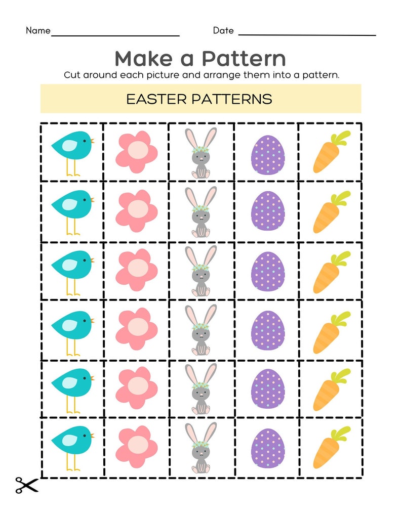 Easter Fun Math Patterning Worksheet - Etsy