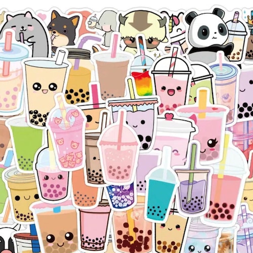 Printable Stickers Boba Tea Stickers Bubble Tea Digital - Etsy