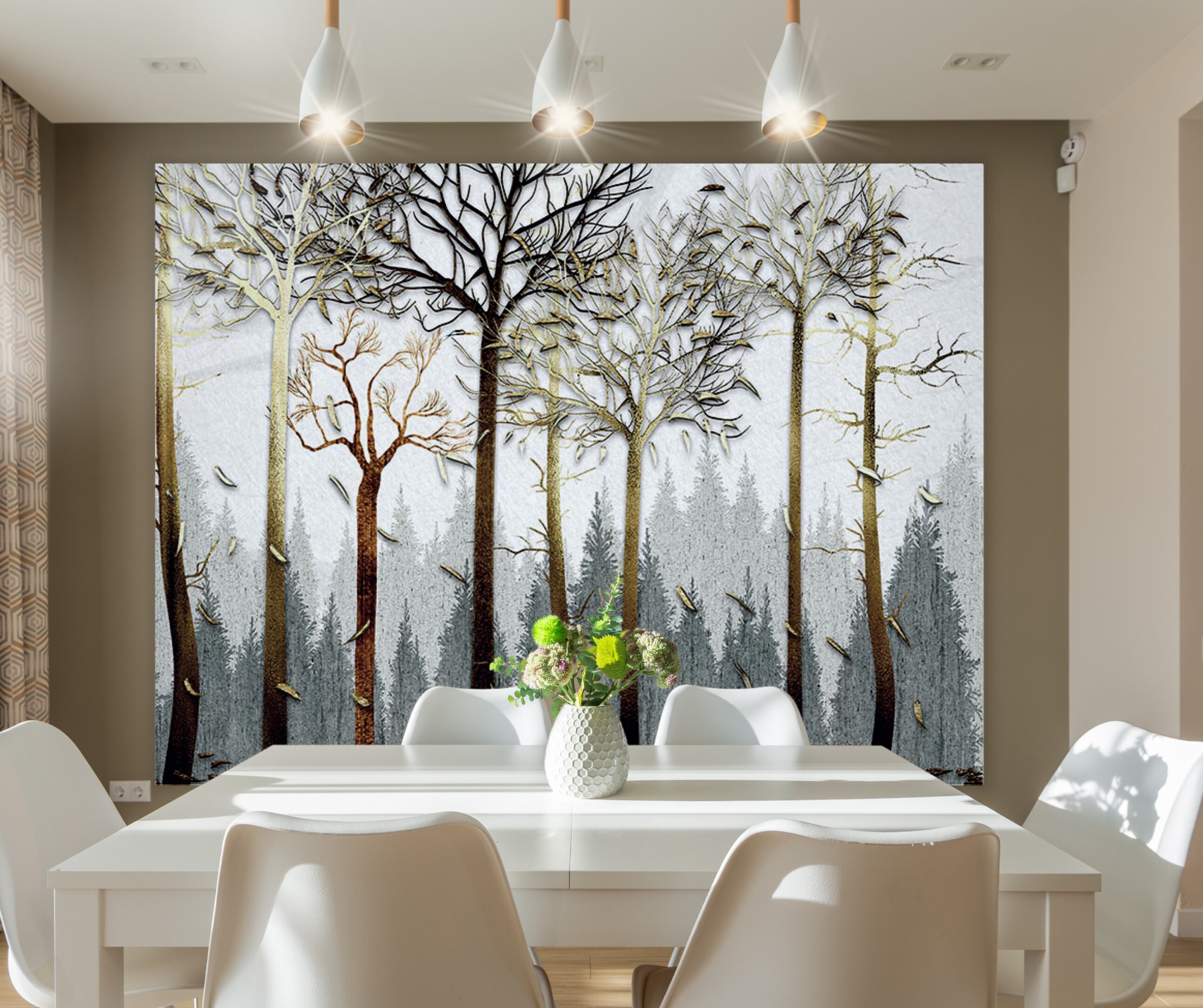 Nature Winter Forest Trees Large Wall Backdrop for Photos, Pictures ...