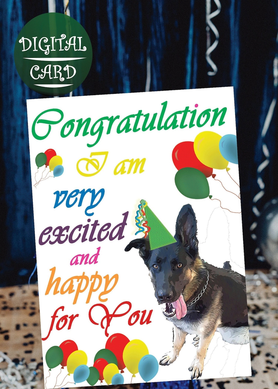 Congratulation I Am Very Excited and Happy for You, Digital Card, Dog ...