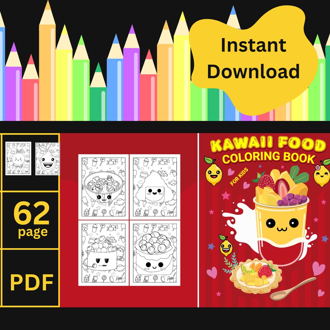 Coloring Pages for Kids, 62 Food Printable Coloring PDF Pages for Kids ...