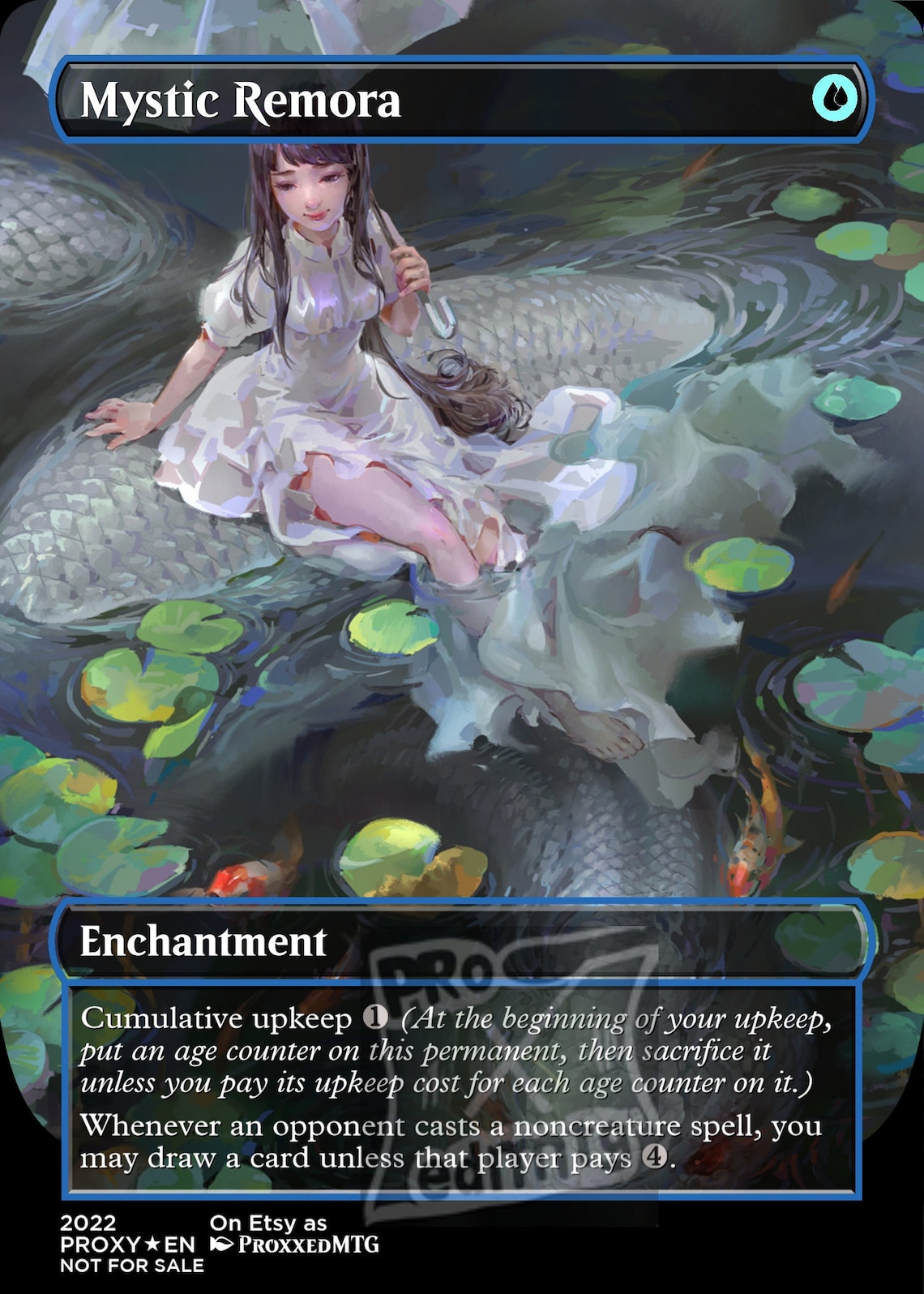 Mystic Remora Mtg Proxy Borderless Card Art Etsy