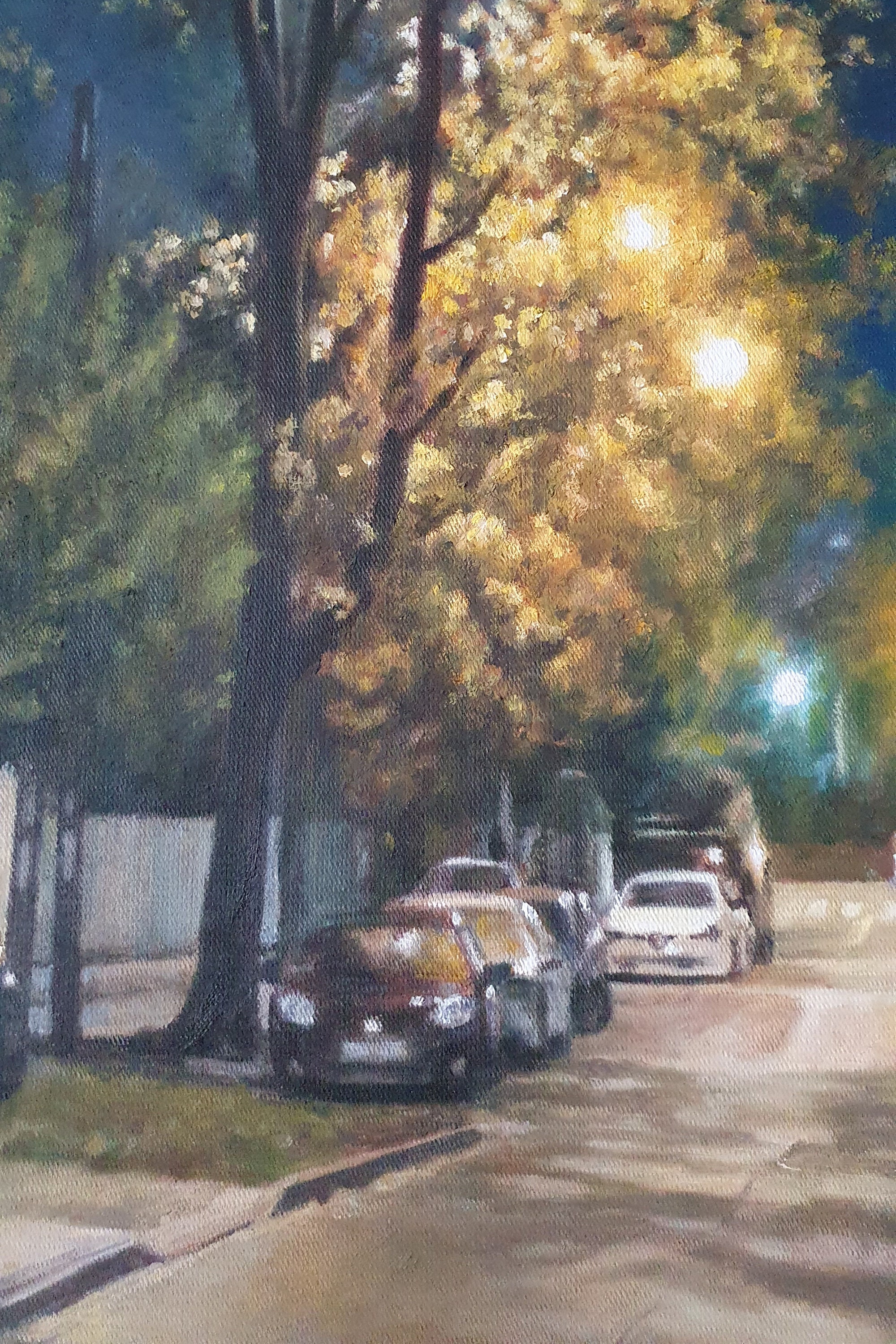 Original Real Oil Painting on Canvas, by Lukasz Jacek, City, Car, Night ...