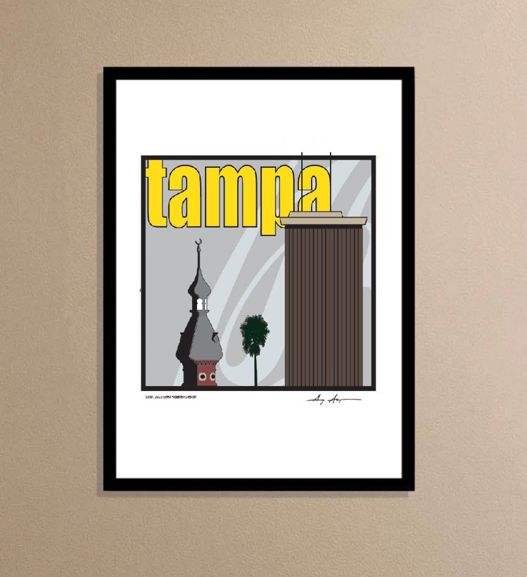 Tampa Print: Retro Downtown Skyline, University of Tampa Art - Etsy