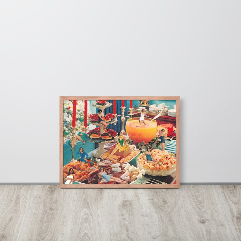 The Feast Art Print | Surreal Women Foodie Drinks Christmas ...
