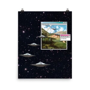 Ctrlaltdel UFO Window Art Print Sci-fi Retro Windows Computer Surreal ...